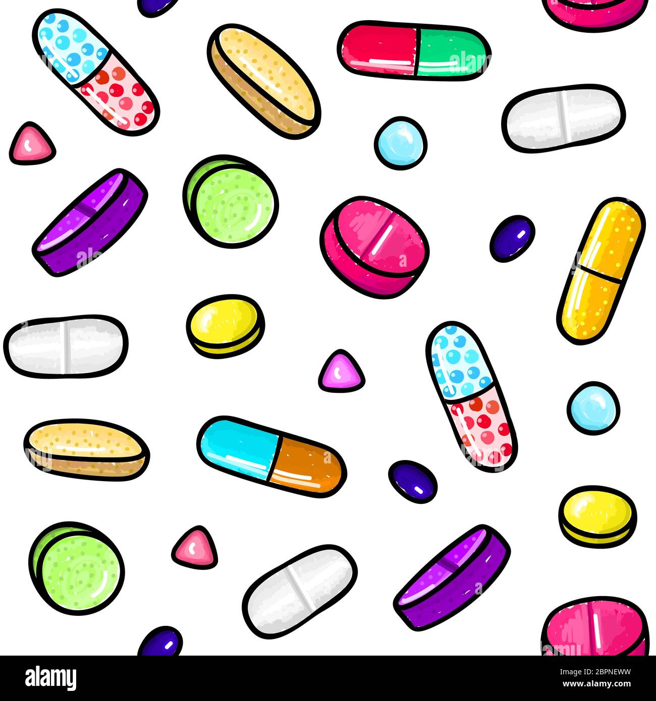 Seamless pattern with lot of pills and capsules. Medicine or dietary ...