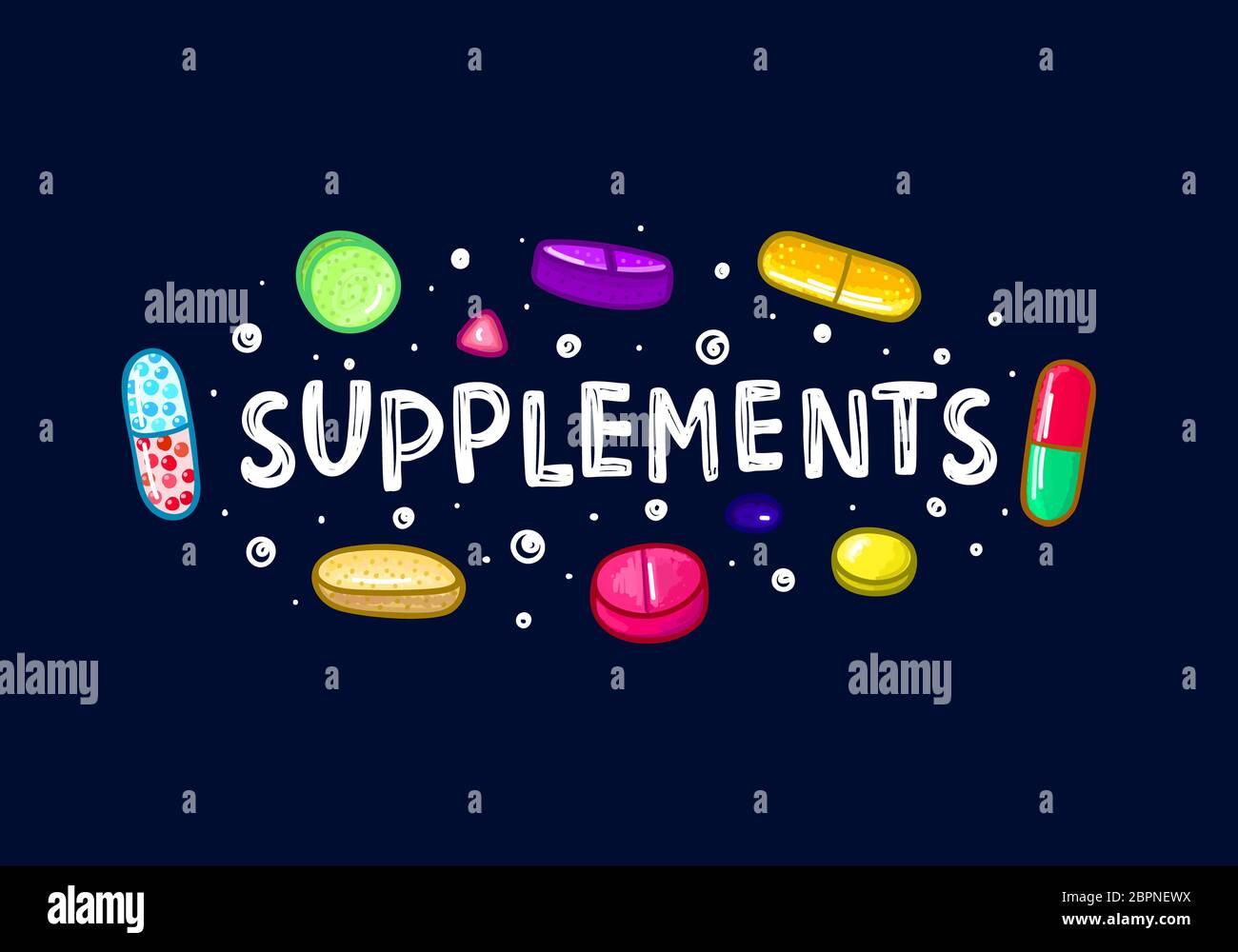 Lot of colorful pills and capsules. Dietary supplements. Healthy ...