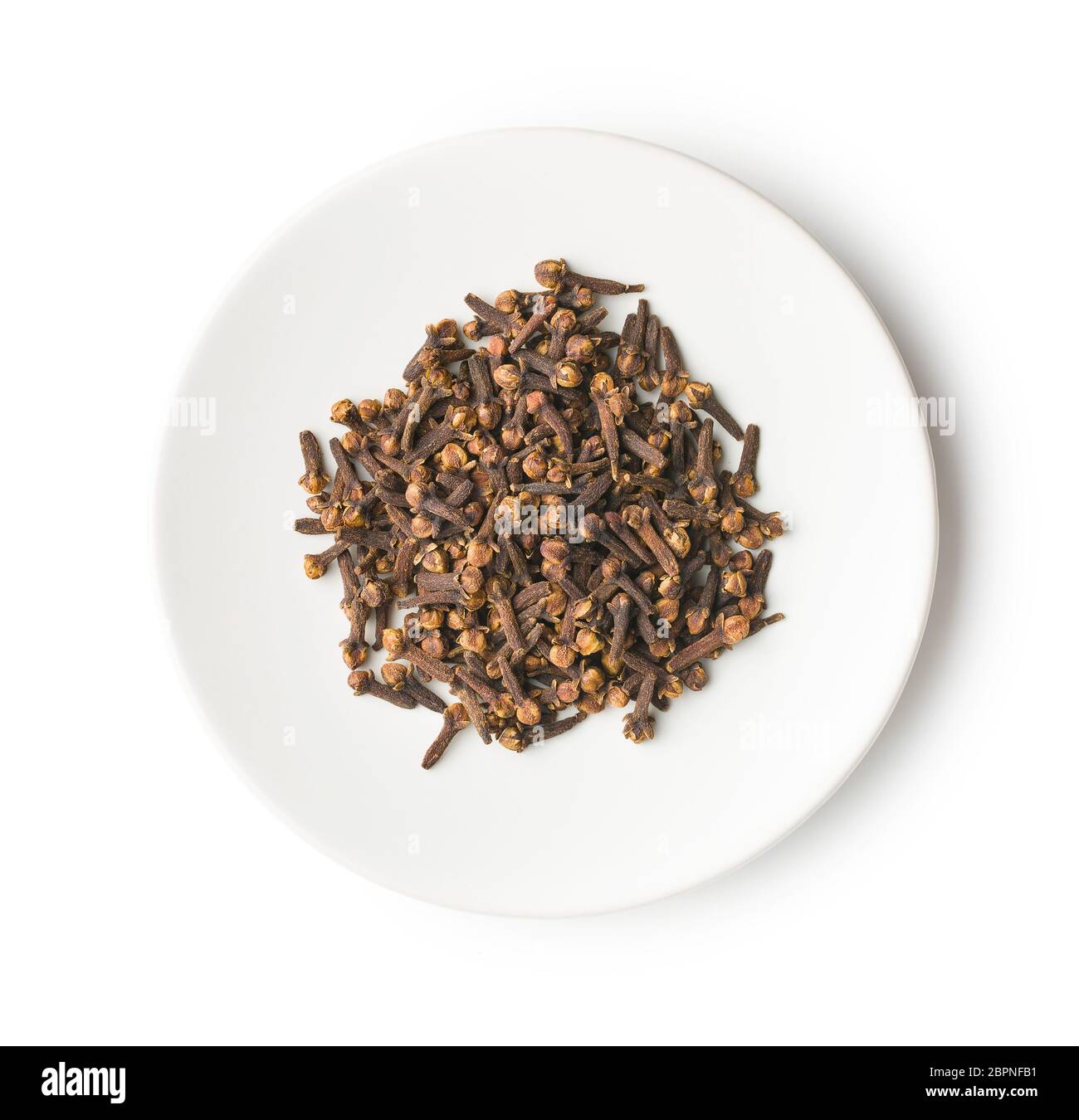 Carnation, dried clove spice on plate isolated on white background ...