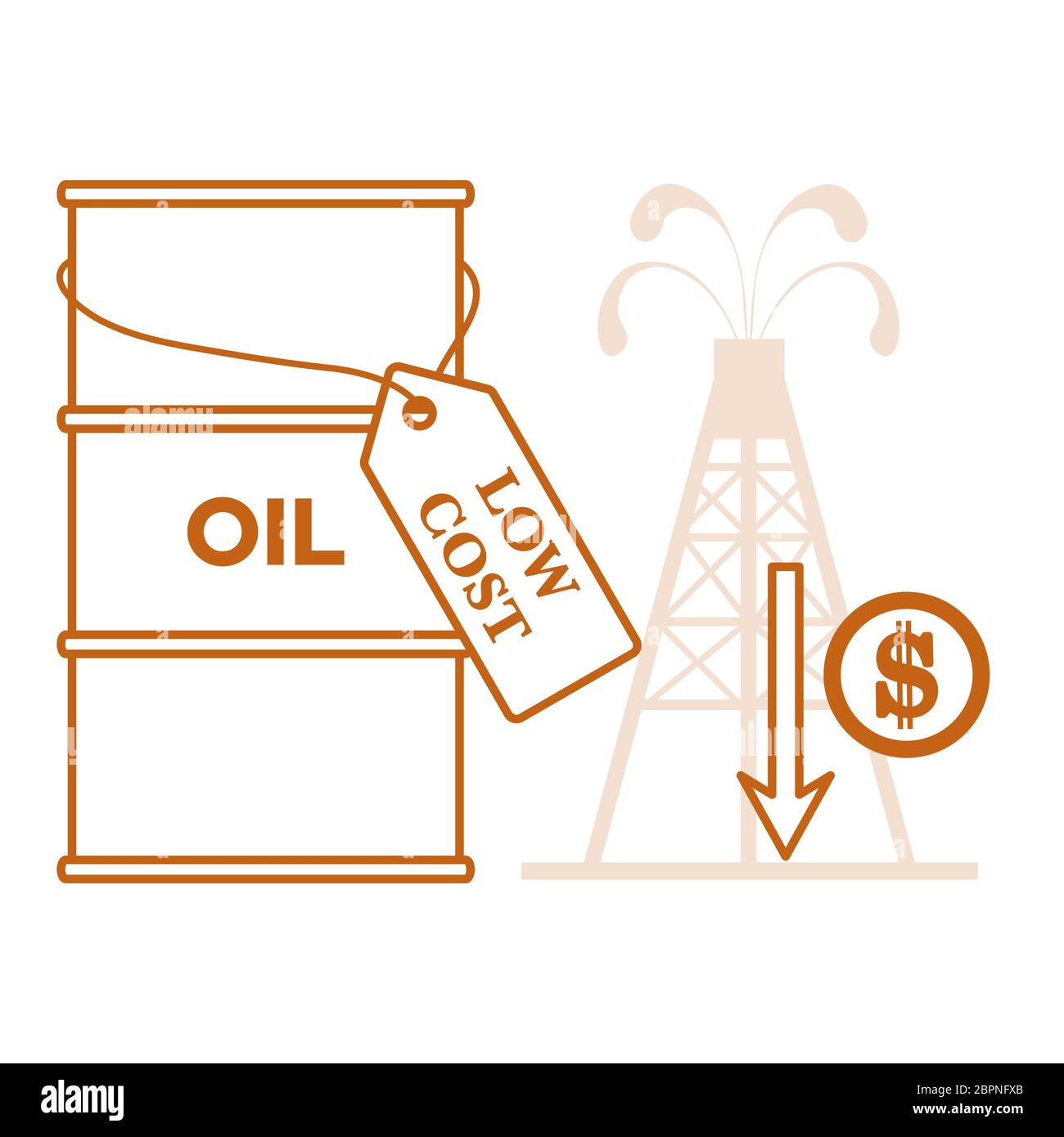 Vector illustration Oil price decrease. Petroleum industry. Economic crisis. Drop prices to ...