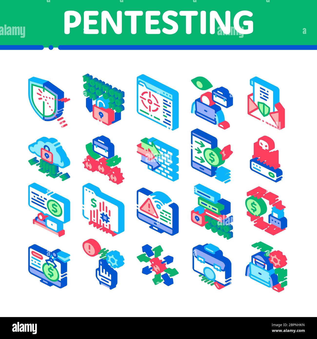 Pentesting Software Isometric Icons Set Vector Stock Vector Image & Art ...