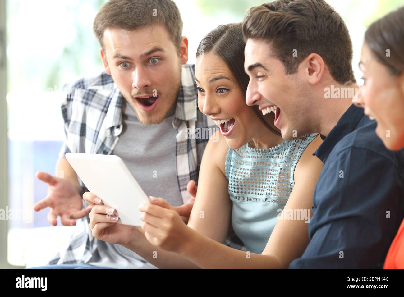 Group Amazed Shocked Young Friends High Resolution Stock Photography ...