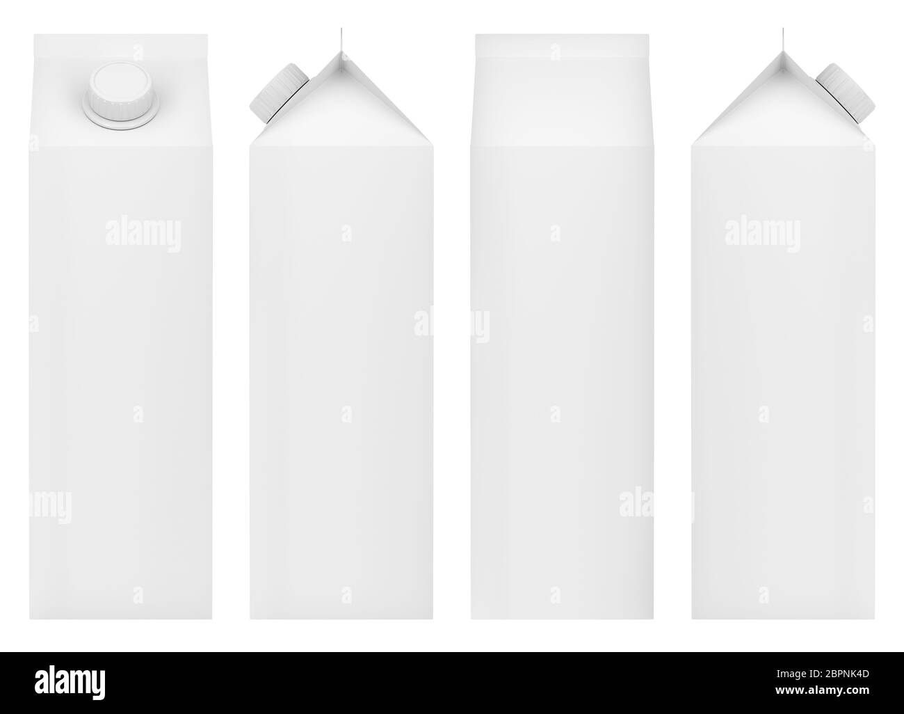 Blank packaging for milk, juice or other beverages. Front, back and ...