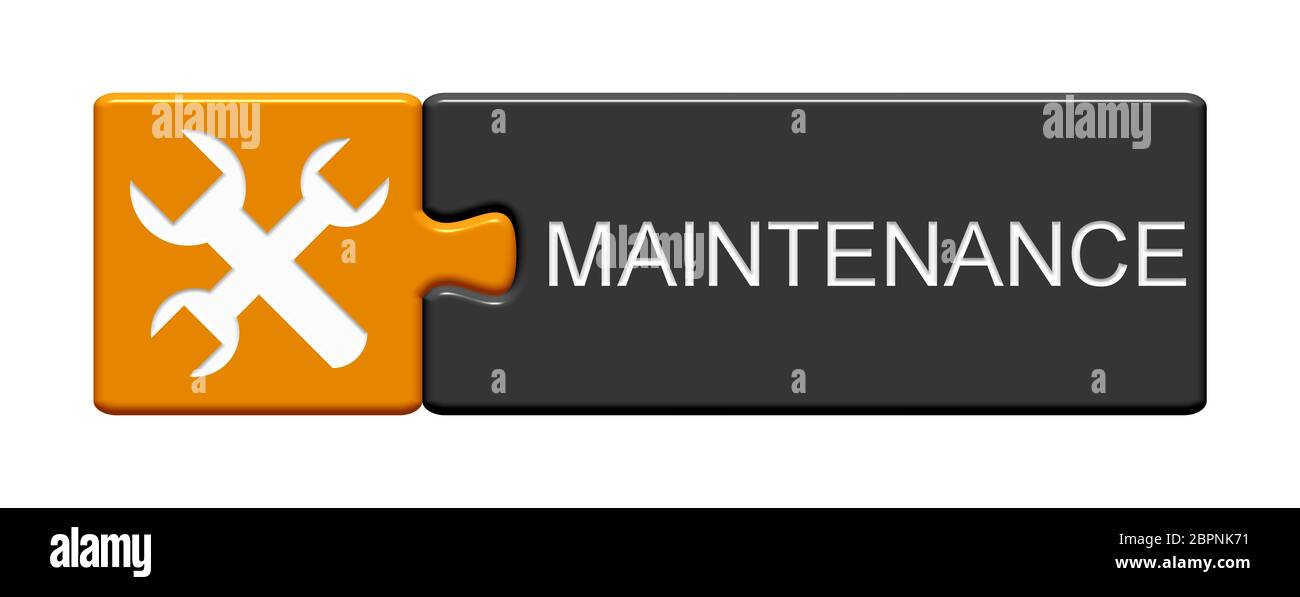 Isolated Puzzle Button with tool symbols showing Maintenance Stock ...