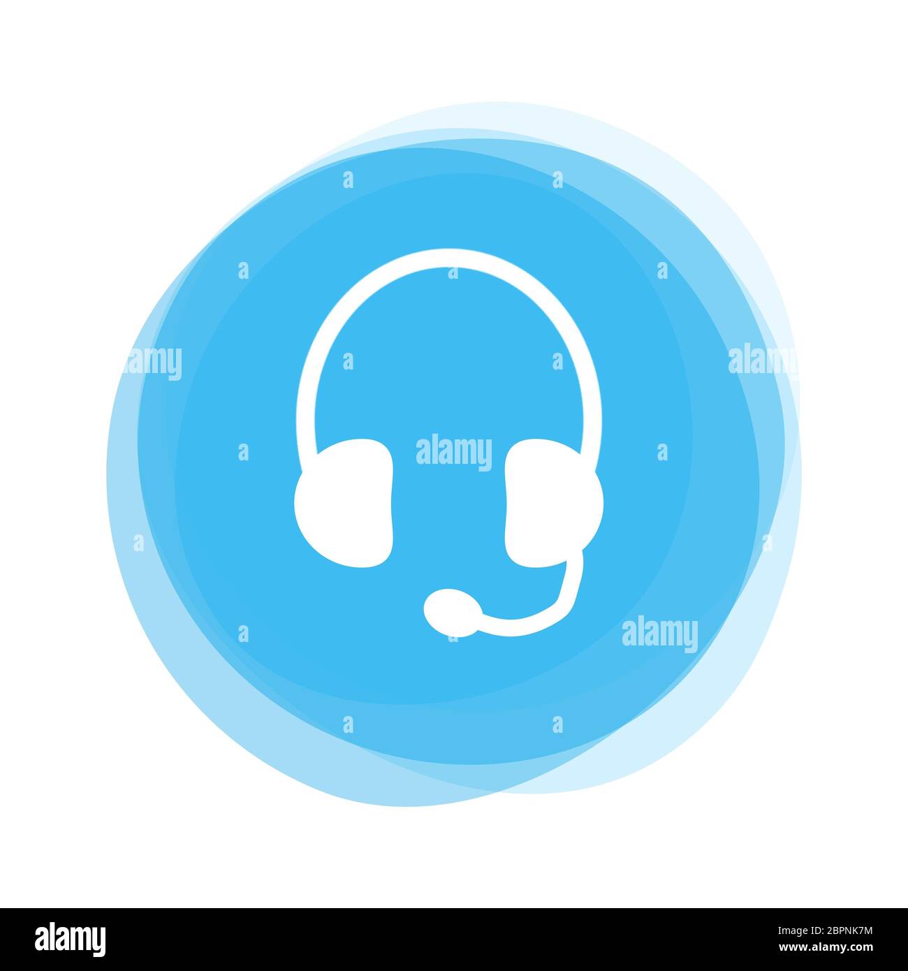 Isolated light blue round Button with Headset Icon Stock Photo - Alamy