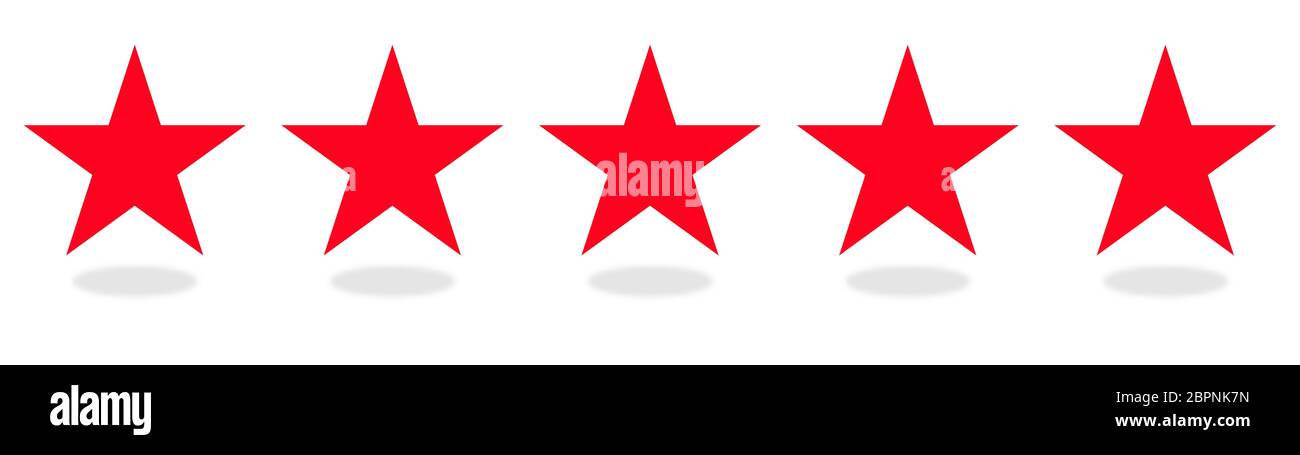 5 red stars icons for top quality or customer satisfaction Stock Photo ...