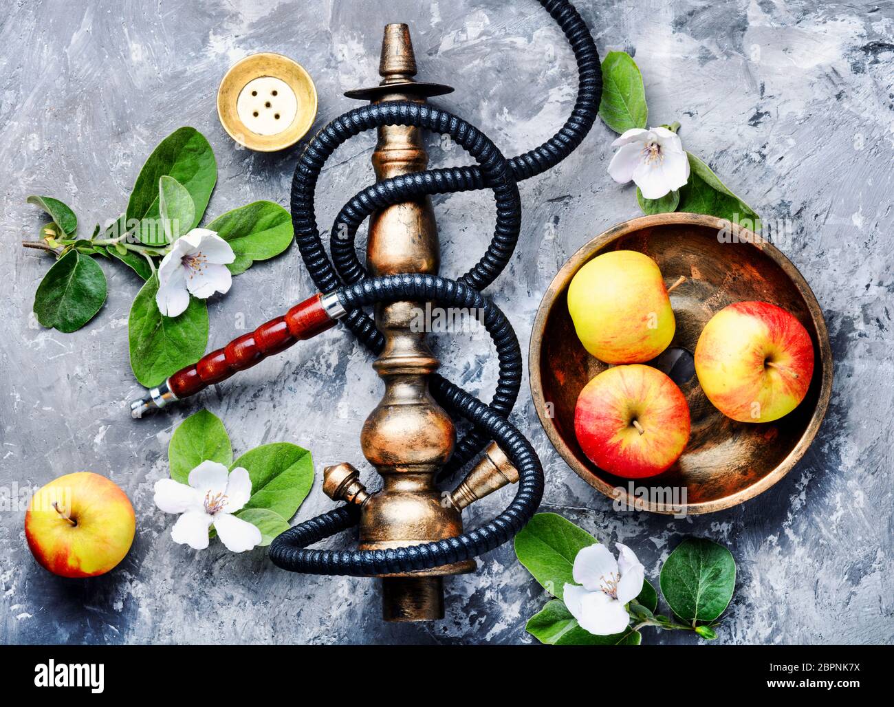 Persian shisha hookah with flavor apple for relax.Apple shisha.Autumn ...