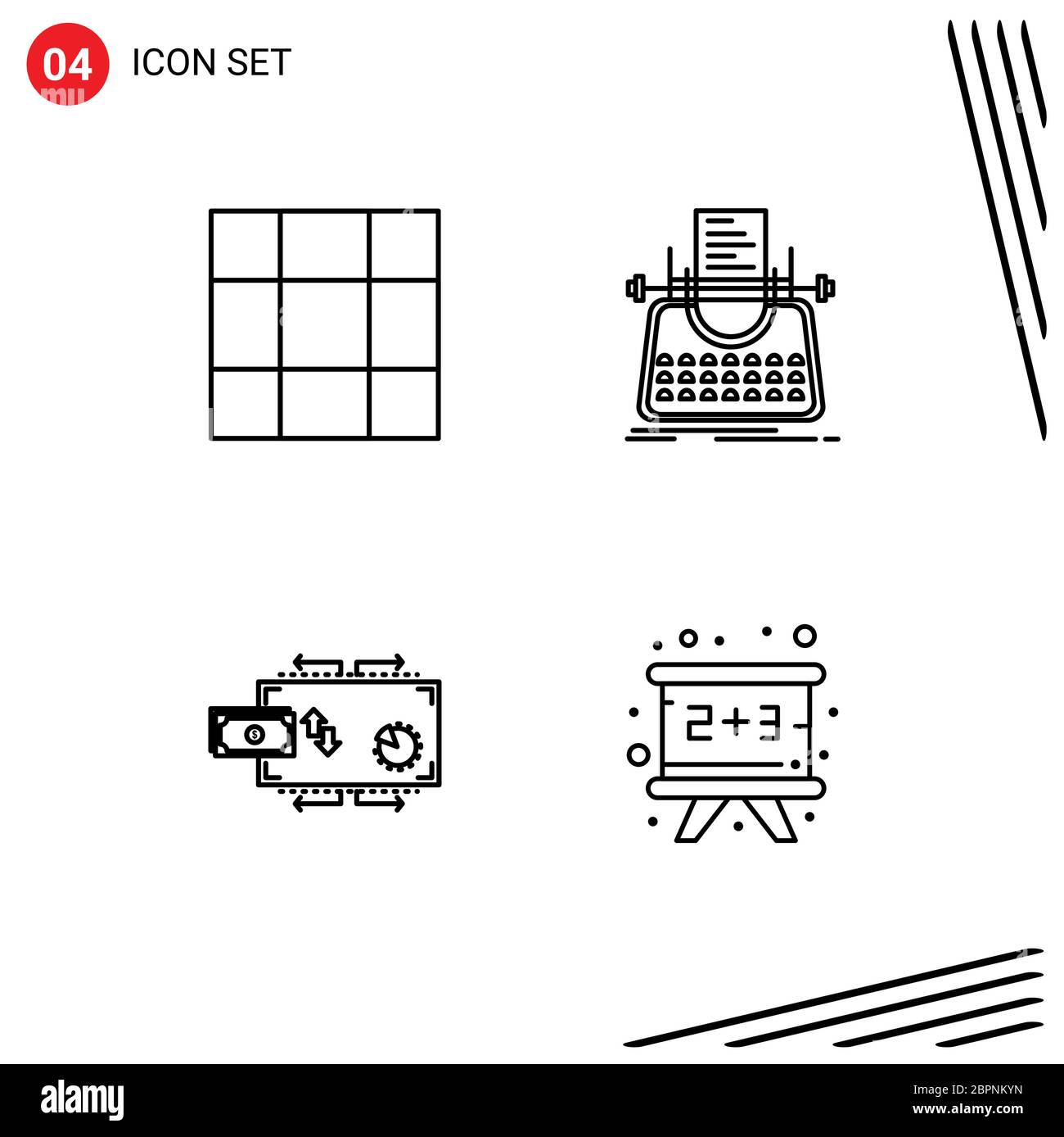 4 Universal Line Signs Symbols of grid, marketing, blog, writer ...