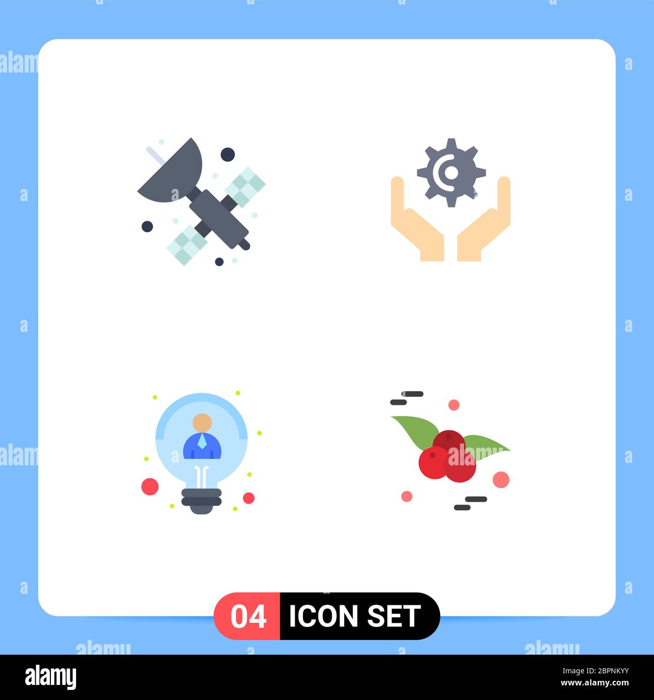 Flat Icon Pack of 4 Universal Symbols of space, employee, science, gear ...