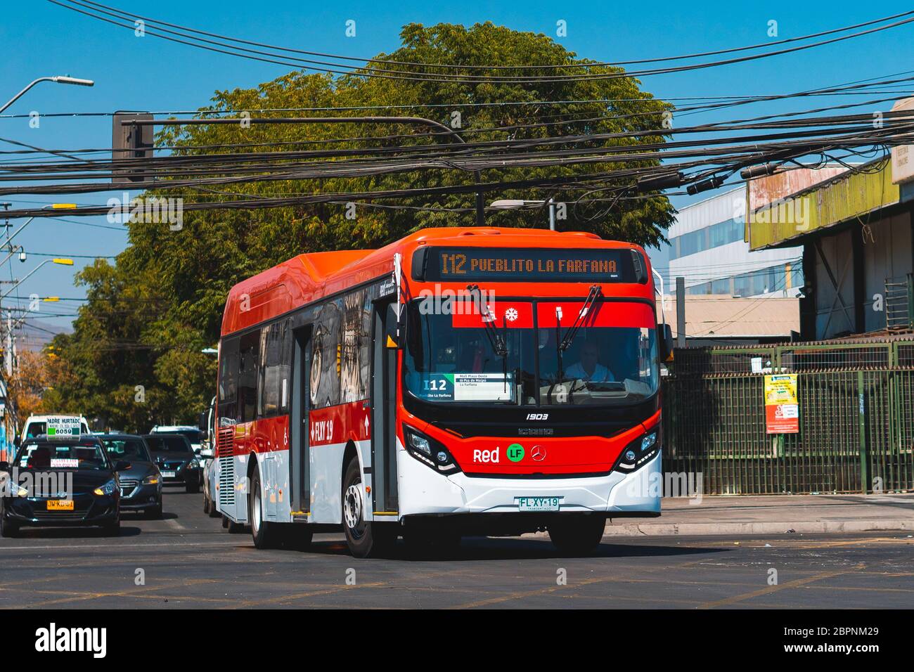 SANTIAGO, CHILE - MARCH 2020: A Transantiago - Red Movilidad bus in ...
