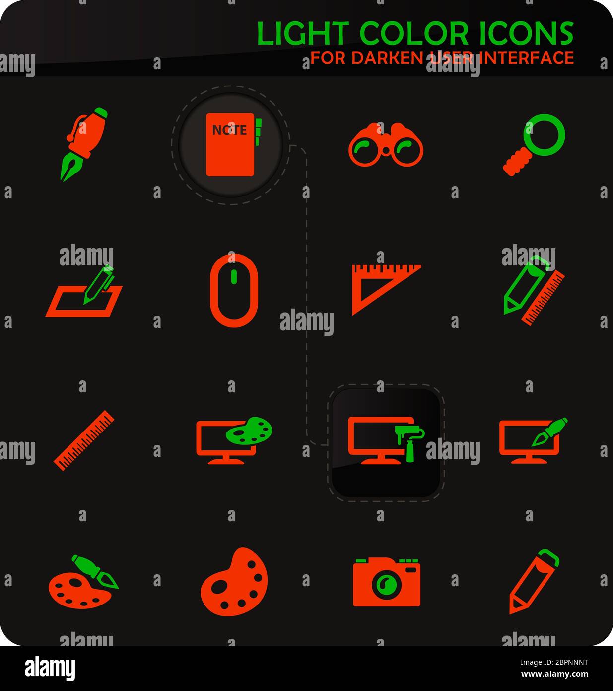 Design easy color vector icons on darken background for user interface ...