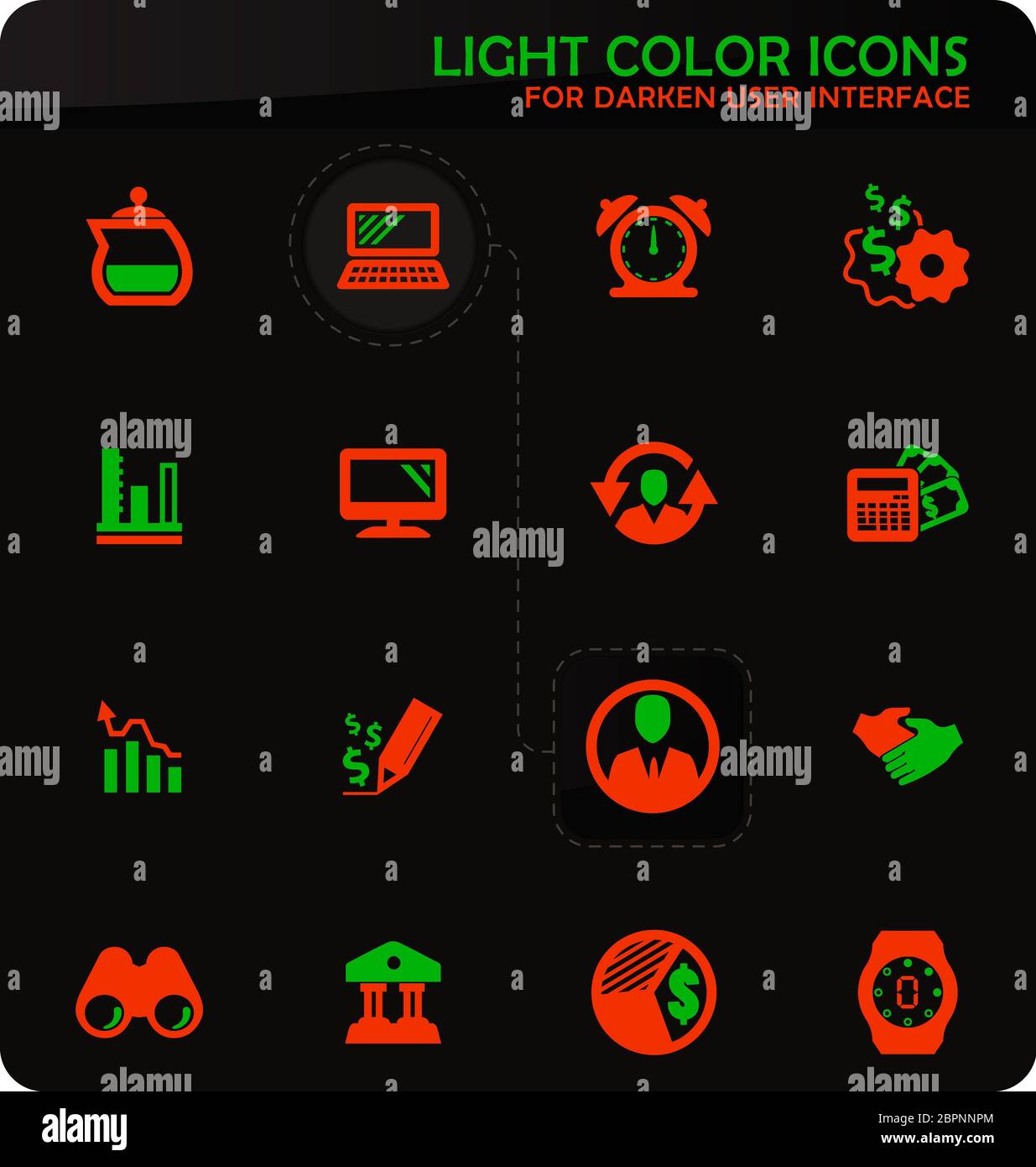 Business management and human resources easy color vector icons on ...