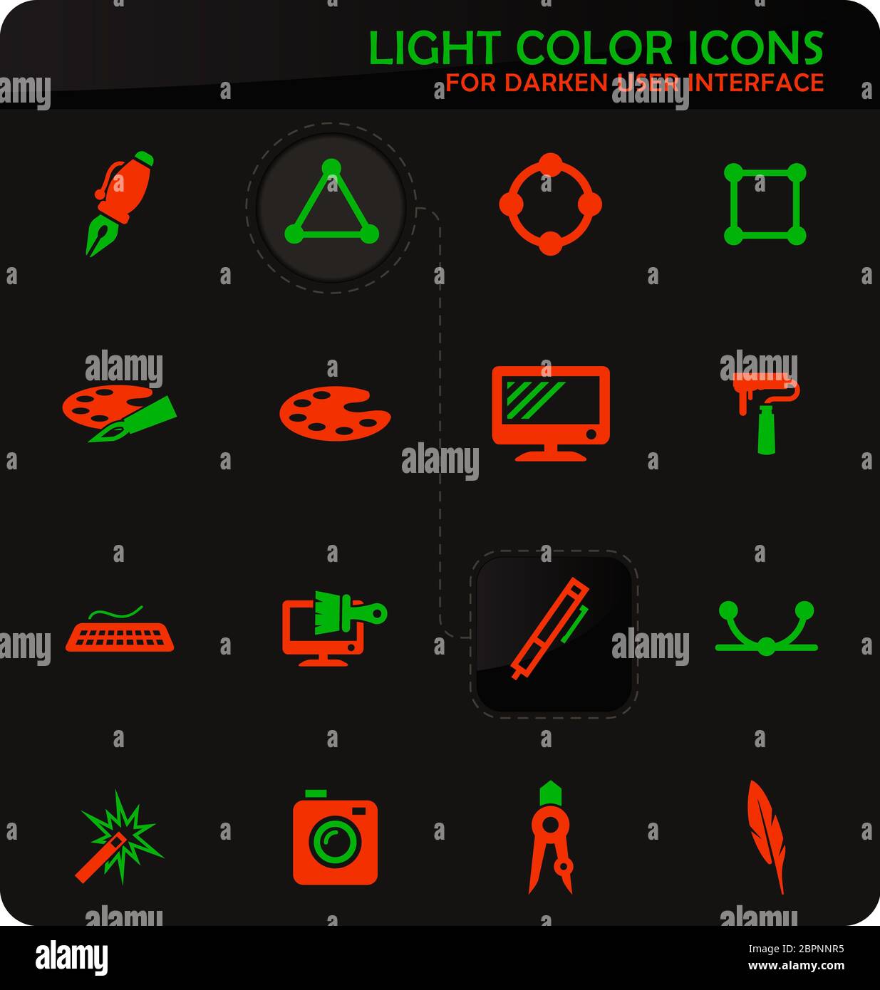 Design easy color vector icons on darken background for user interface ...