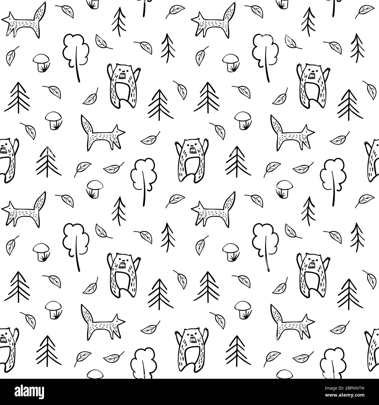 Cute doolde animals in simple scandinavian style. Woodland seamless ...