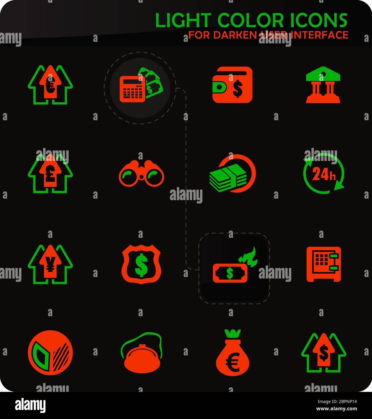 Business easy color vector icons on darken background for user ...