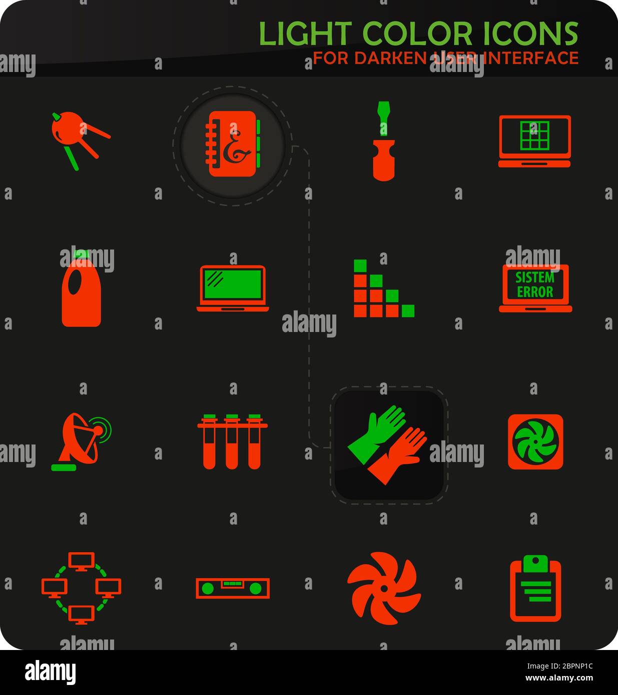 Courses school easy color vector icons on darken background for user ...