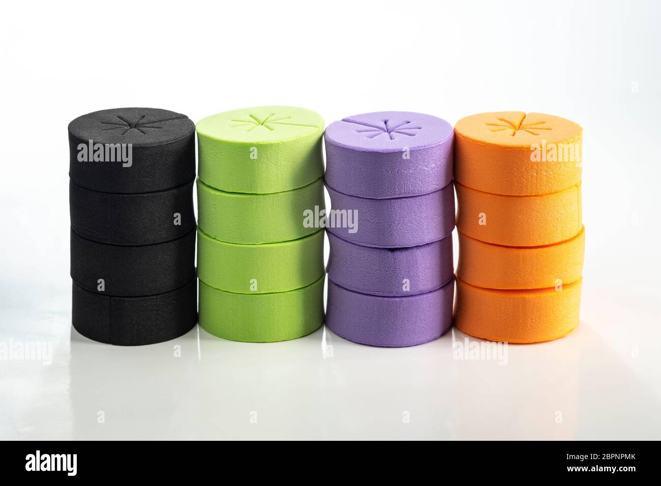 multicolored foam cloning collars for hidroponics and aeroponics Stock ...