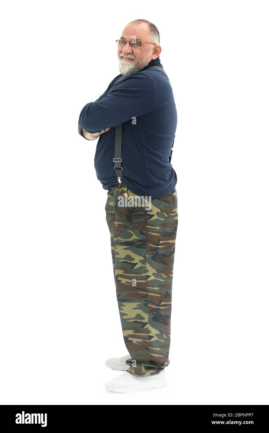 Profile of old man isolated over a white background Stock Photo - Alamy