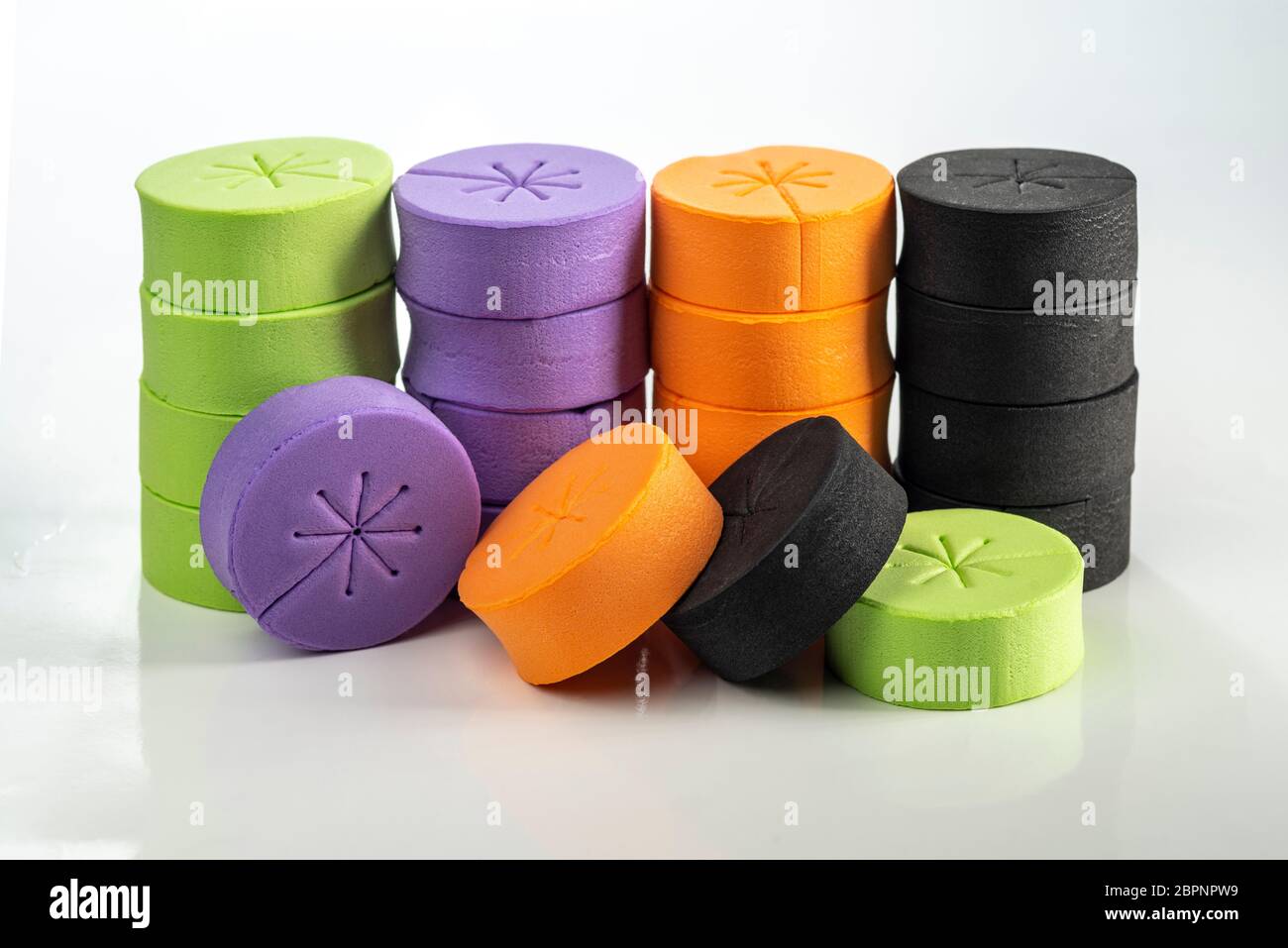 multicolored foam cloning collars for hidroponics and aeroponics Stock ...