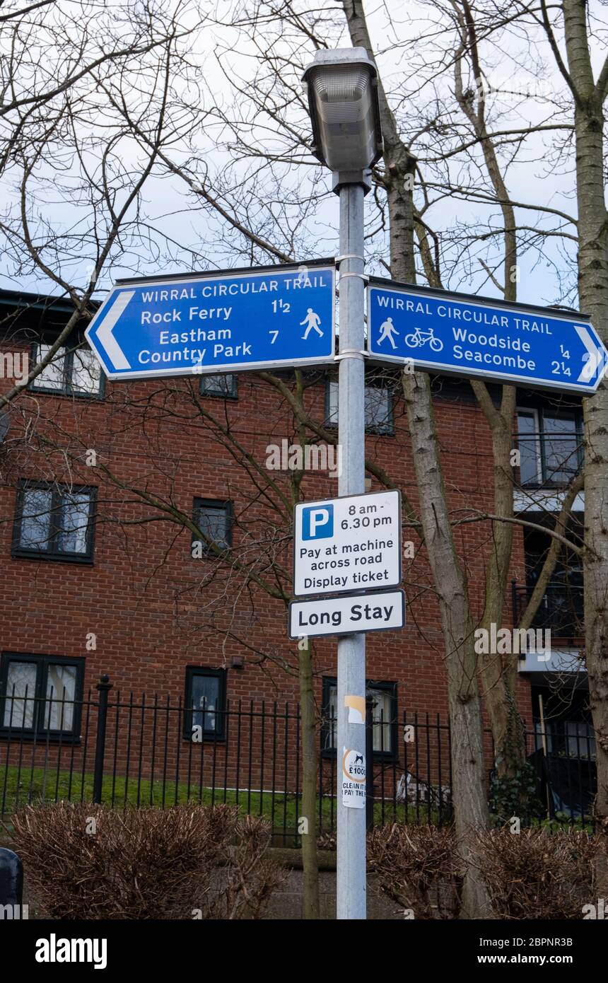 signs for wirral circular trail and long stay car park in Birkenhead ...