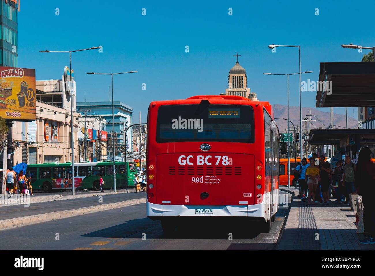 SANTIAGO, CHILE - MARCH 2020: A Transantiago - Red Movilidad bus in ...
