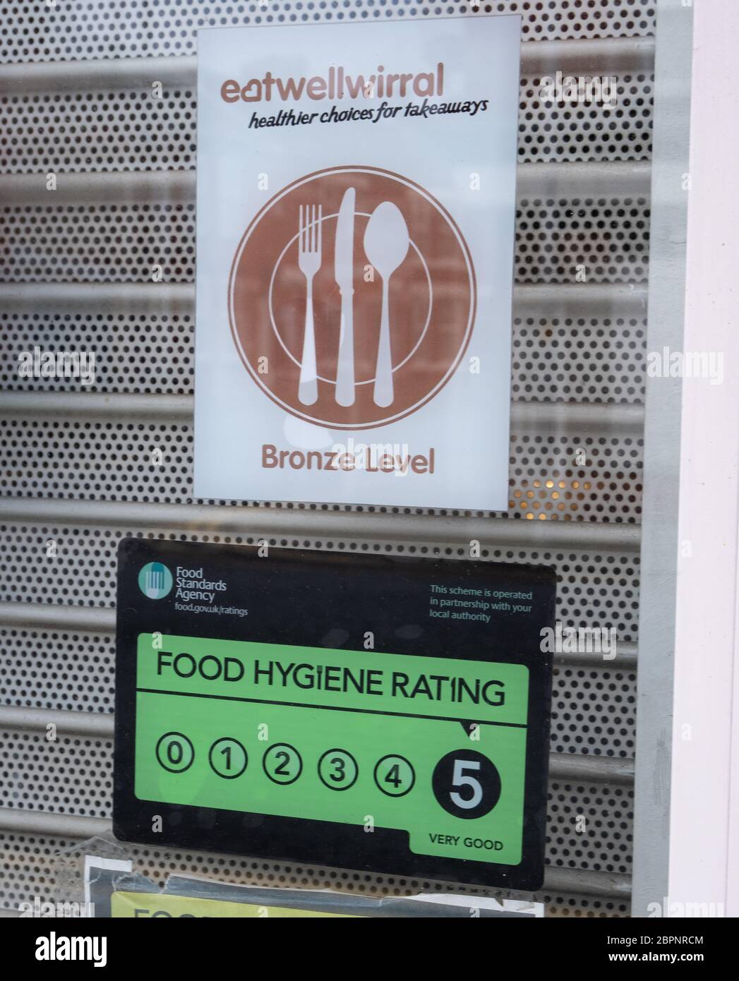 food hygiene rating and eat well sign outside a food establishment ...