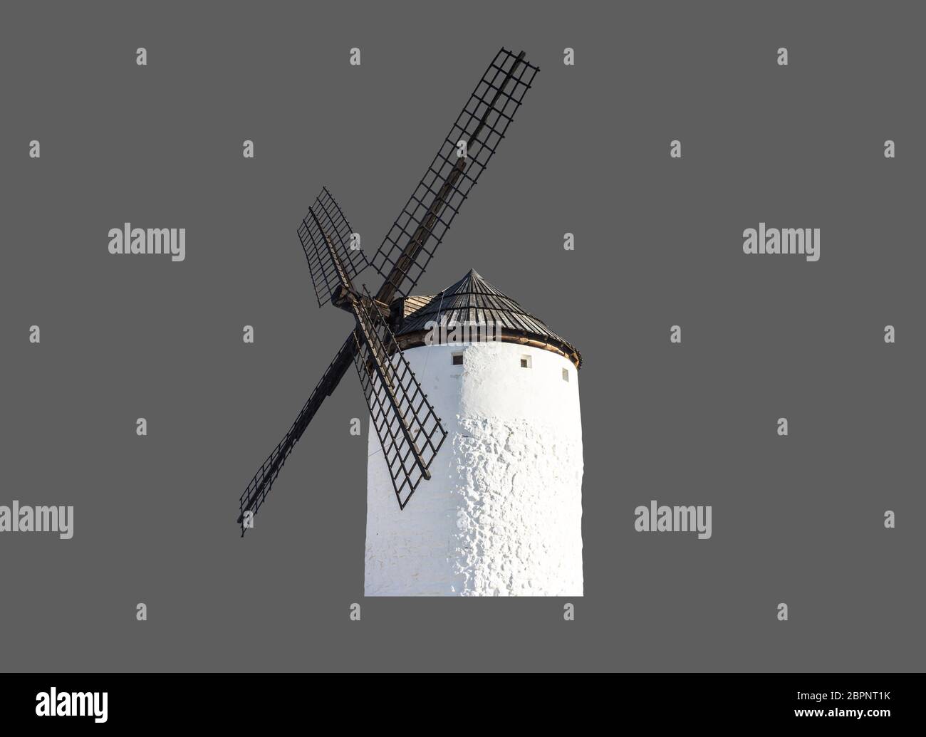 Stone windmill for grinding grain on an isolated gray background Stock ...