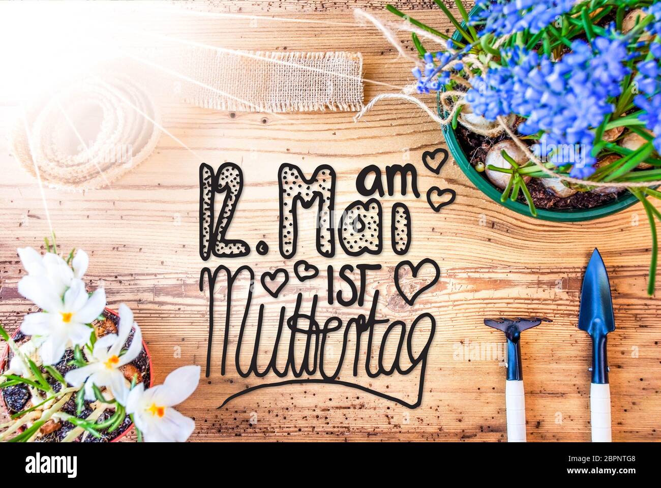 German Calligraphy Muttertag Means Happy Mothers Day. Sunny Spring ...