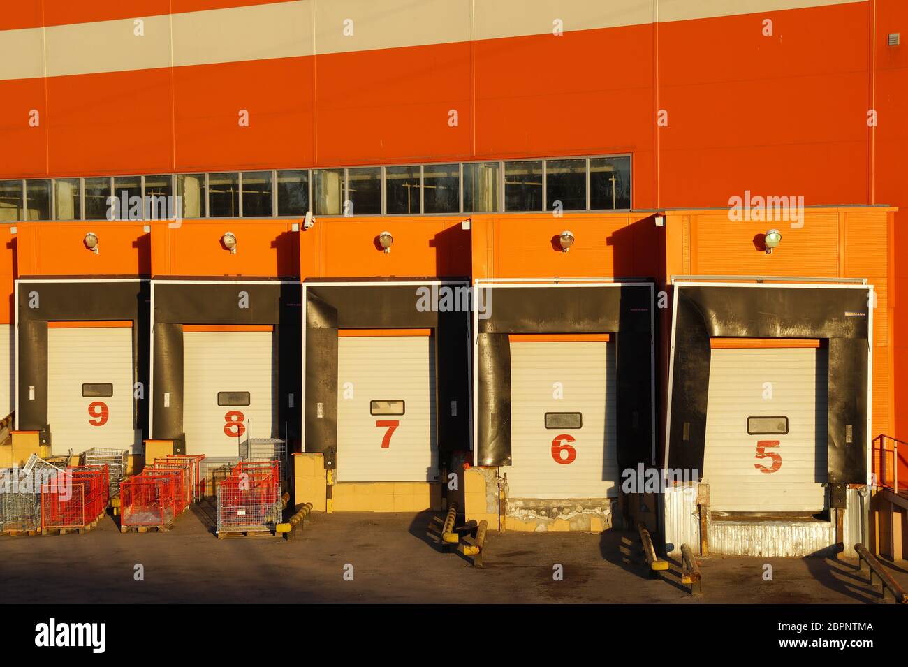 Loading and unloading docks of hypermarket from the back party of ...