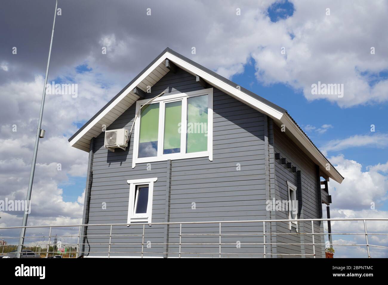 Prefabricated house of gray color from a natural tree Stock Photo - Alamy