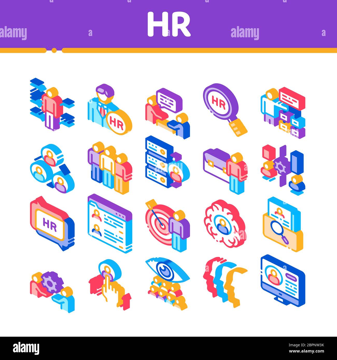 Hr Human Resources Isometric Icons Set Vector Stock Vector Image & Art ...