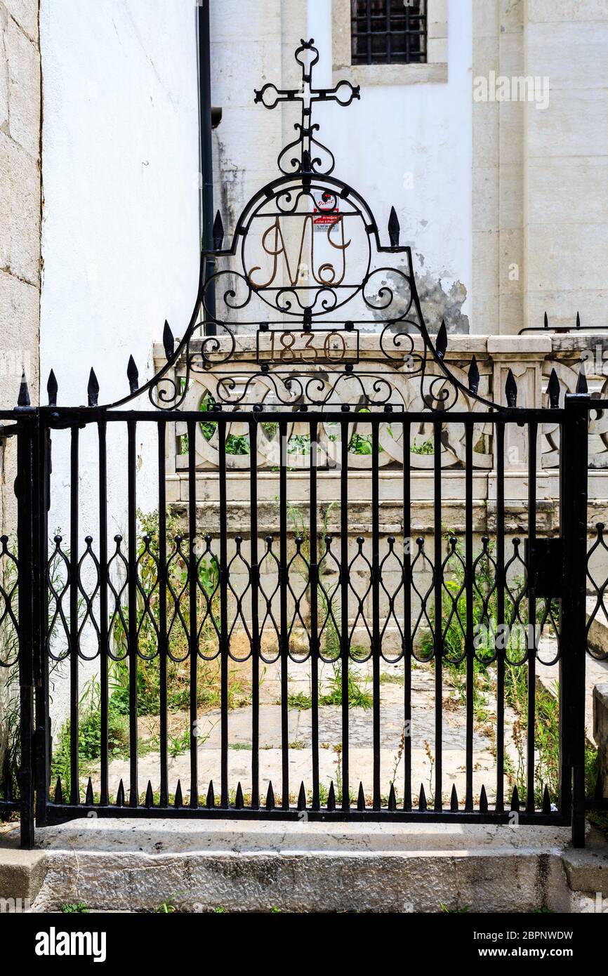Beautiful 19th century iron gate at the Baroque Church of Saint Joseph ...