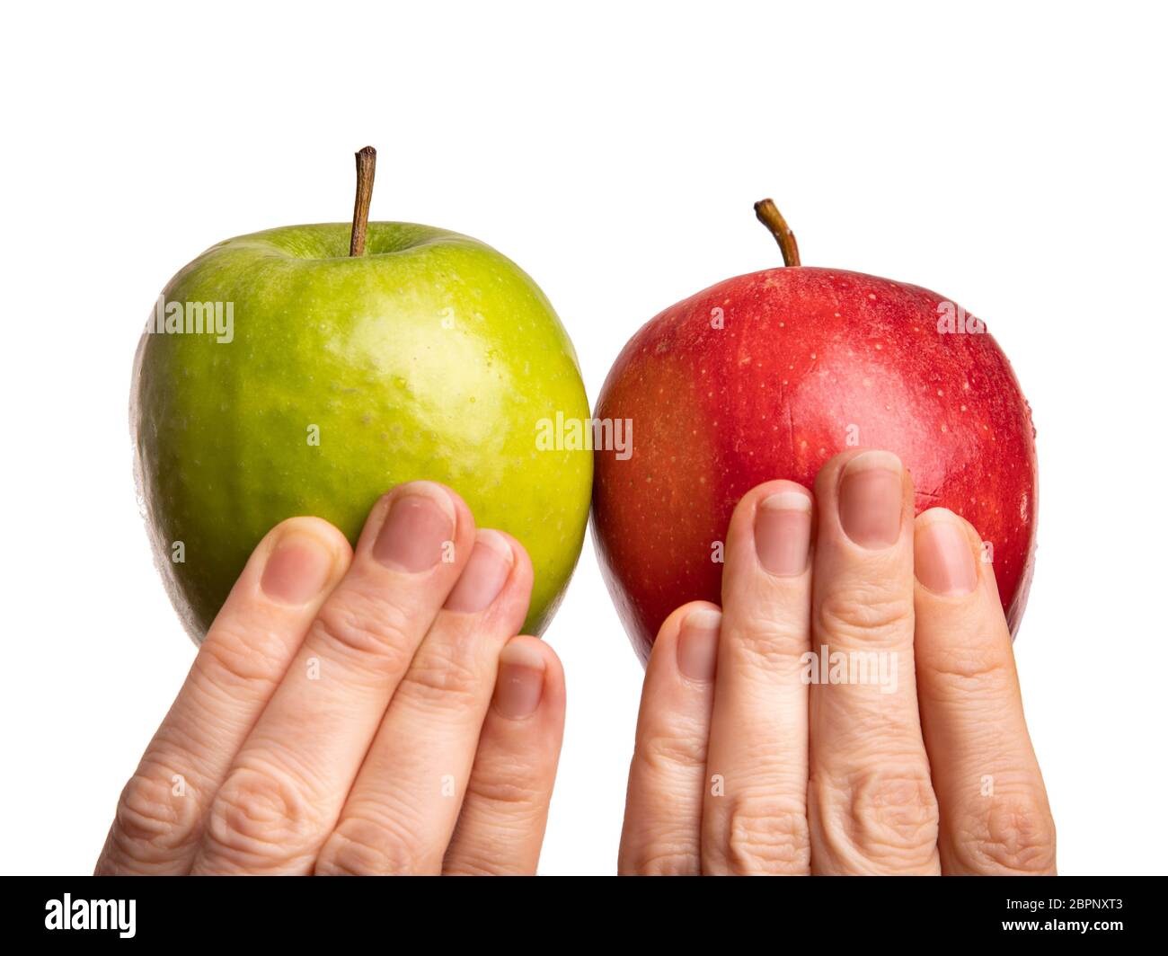 Compare and differentiate red and green apples. Colourful fruits ...