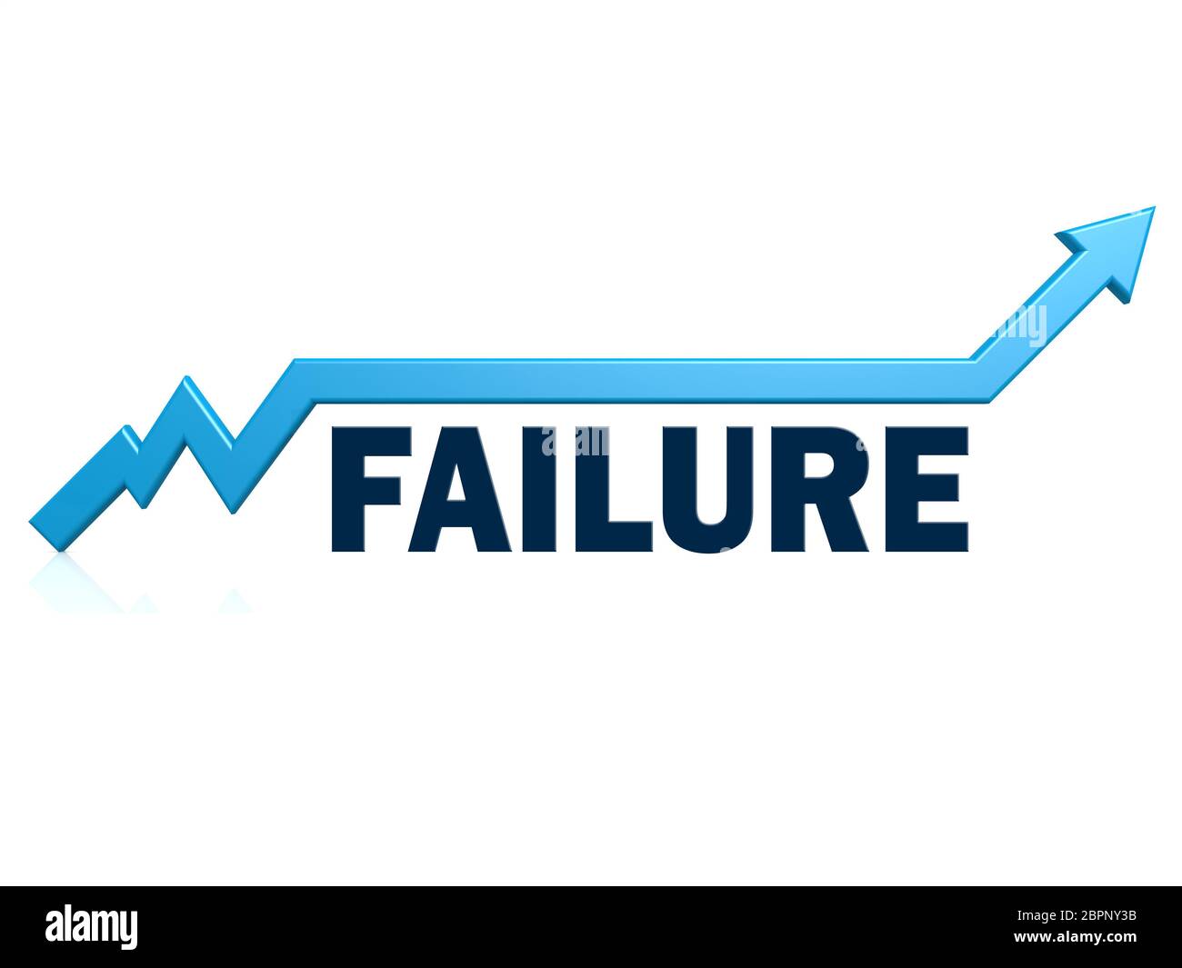 Failure word with blue grow arrow, 3D rendering Stock Photo - Alamy