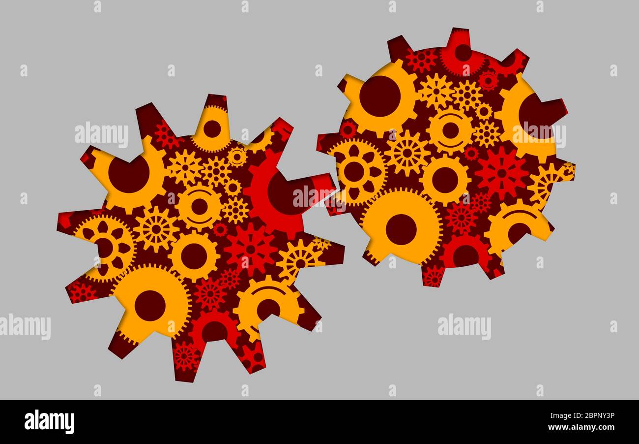 Gear shape with little gears inside, 3D rendering Stock Photo - Alamy
