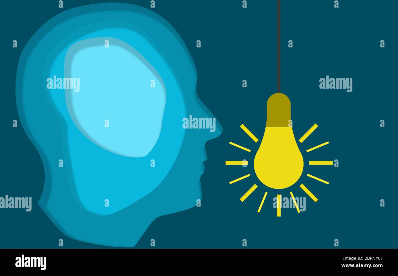 Man head with light bulb, new idea concept, 3D rendering Stock Photo ...