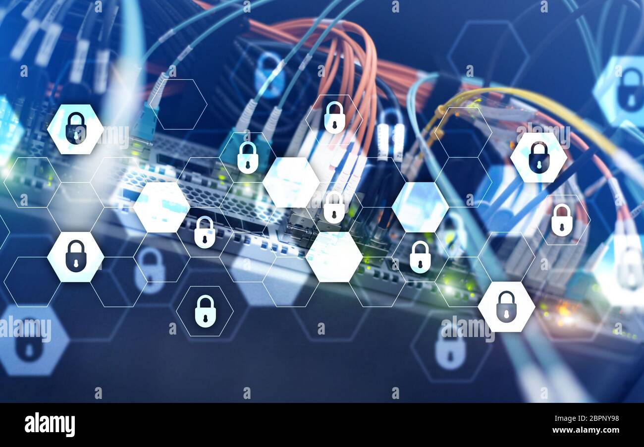 Server rack room digital security data protection concept Stock Photo ...