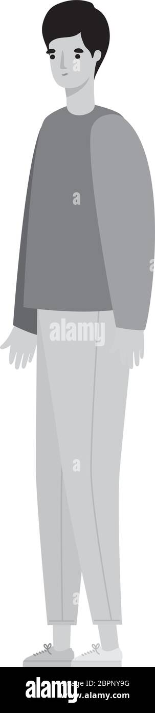 Isolated avatar man cartoon in gray colors vector design Stock Vector ...