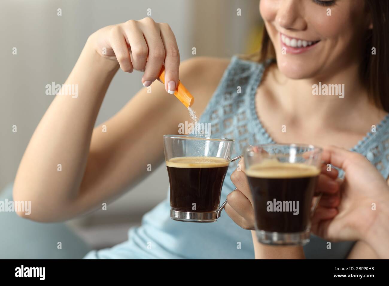 Woman pouring coffee meeting hi-res stock photography and images - Alamy