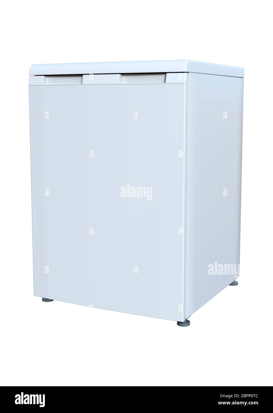 3D rendering of a white mini refrigerator isolated on white background ...