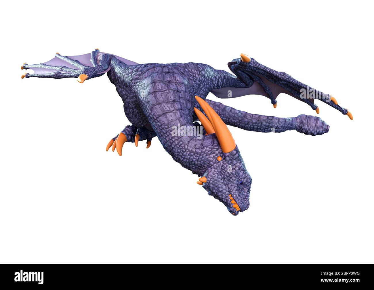 3D rendering of a blue fantasy dragon isolated on white background ...