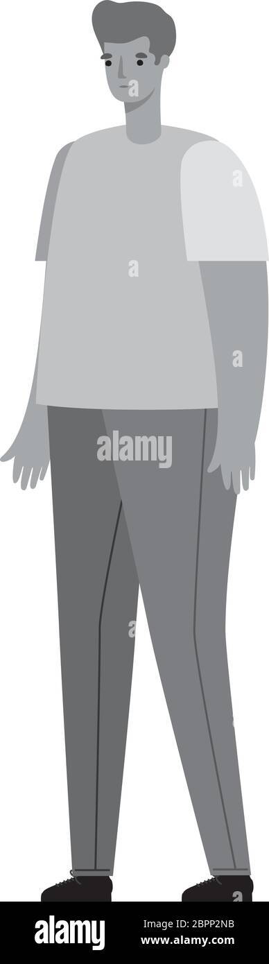 Isolated avatar man cartoon in gray colors vector design Stock Vector ...