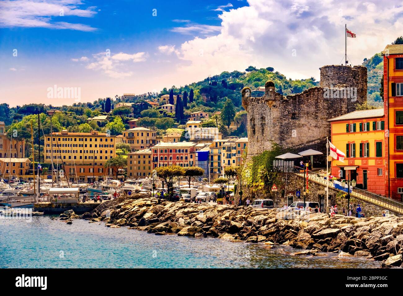 italian riviera landscape of Santa Margherita Ligure castle - Genova ...