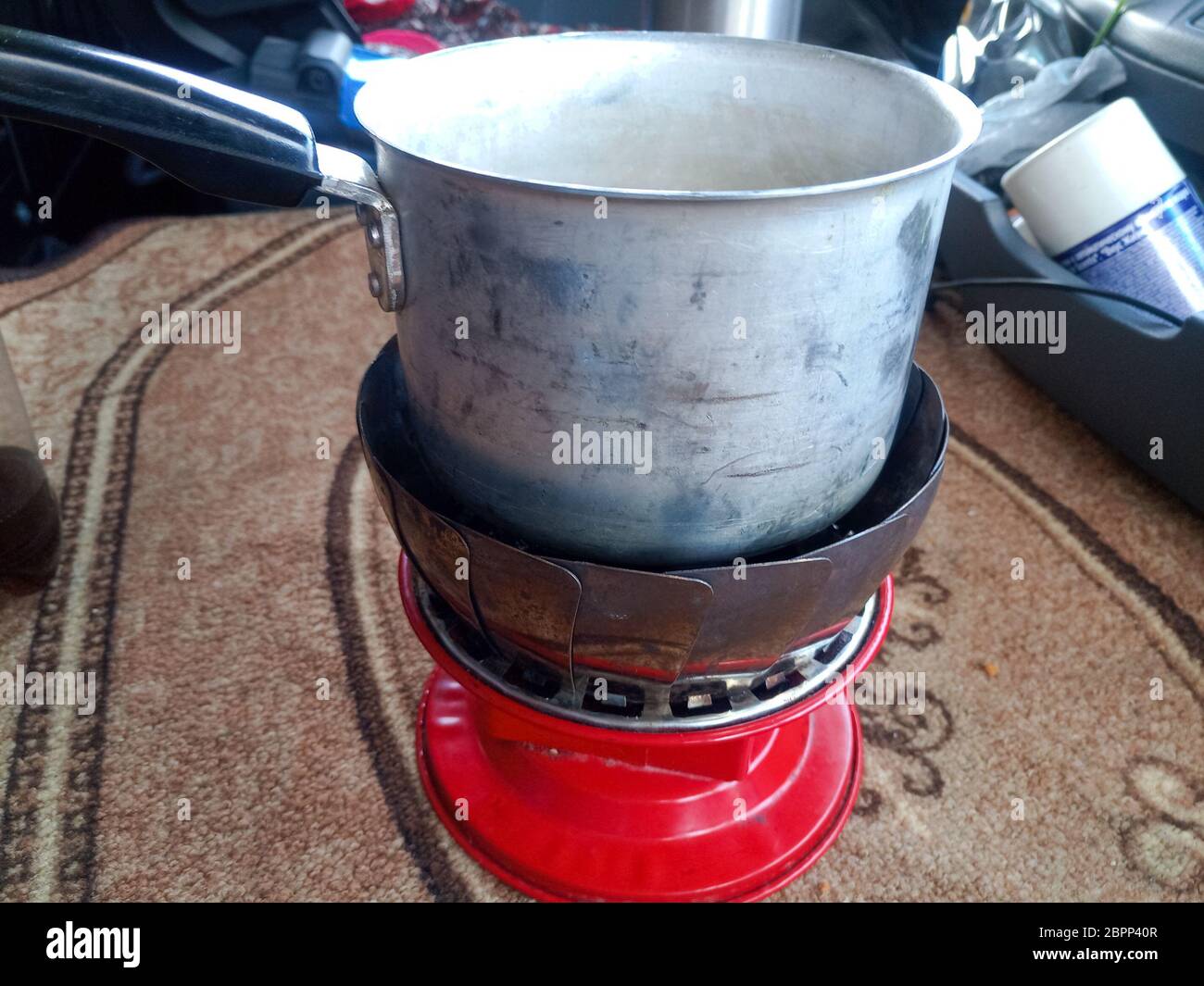mobile gas stove in the truck cab of a trucker Stock Photo - Alamy