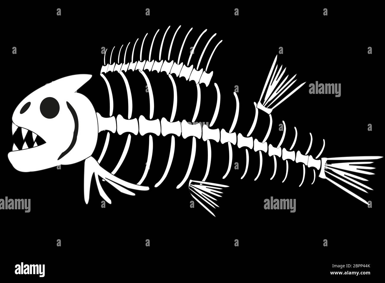 Vector illustration of the skeleton of ravenous fish cartoon Stock ...