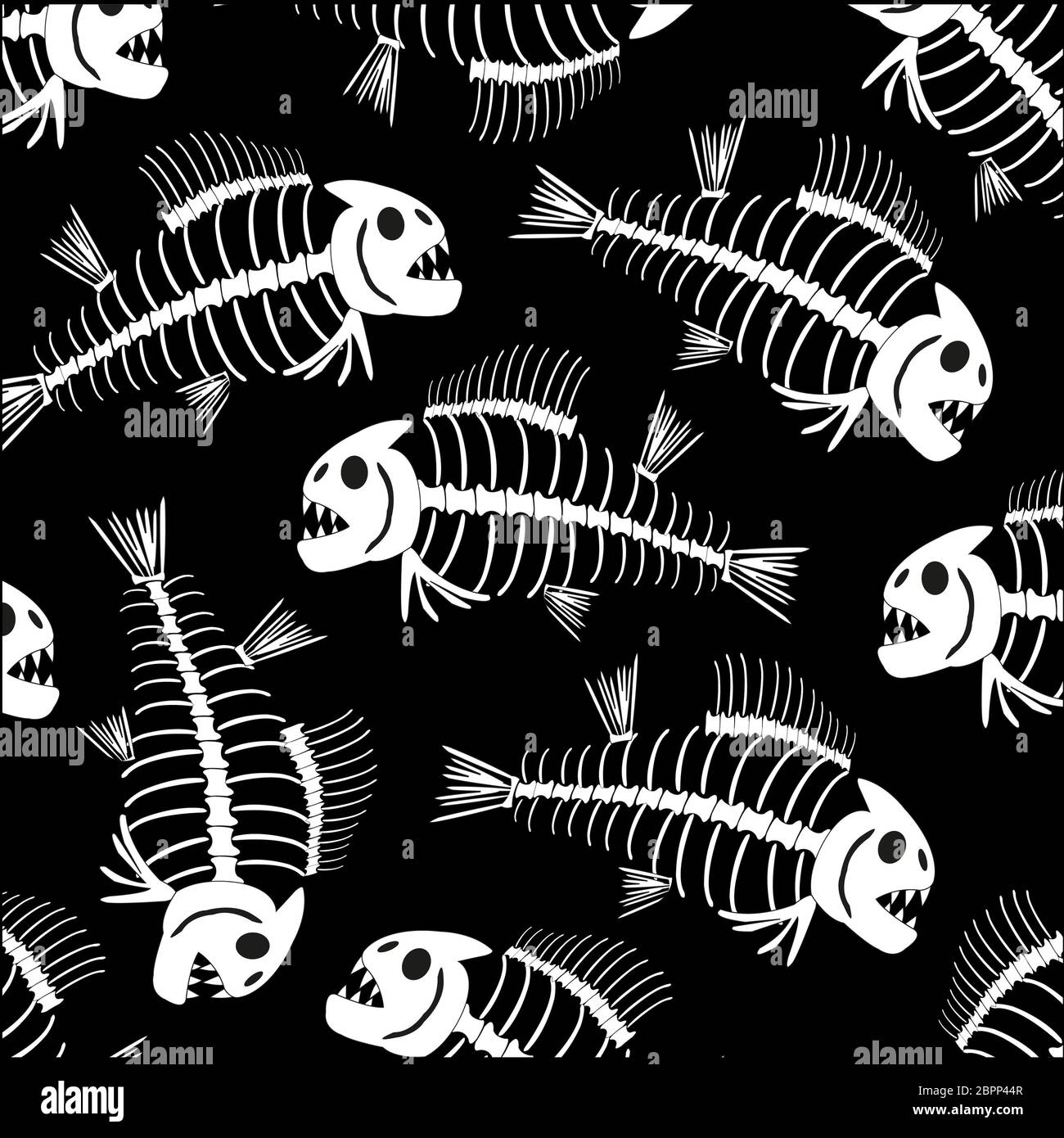 Skeleton of fish pattern on black background is insulated Stock Photo ...