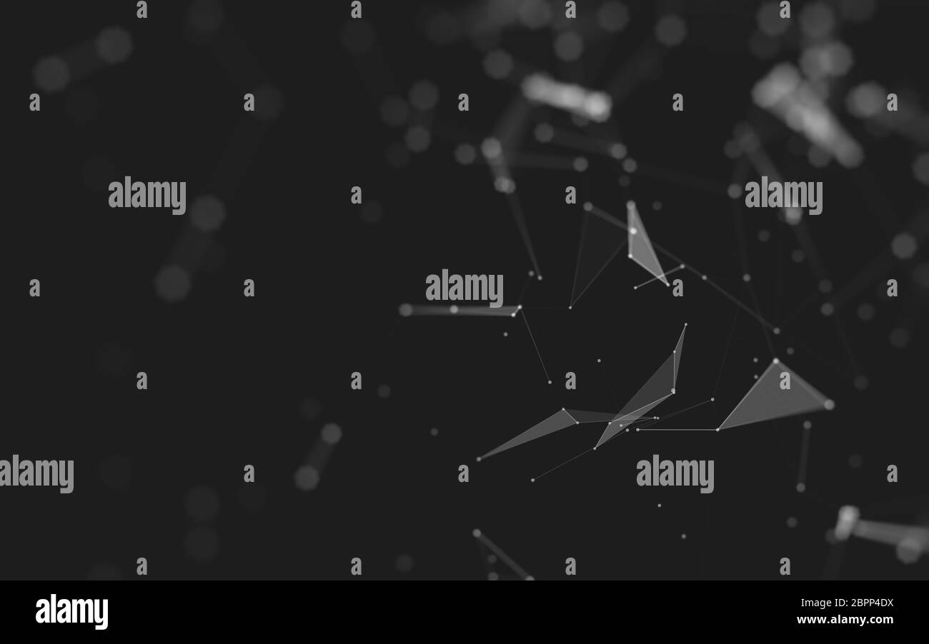 Abstract polygonal space low poly dark background with connecting dots and lines. Connection ...