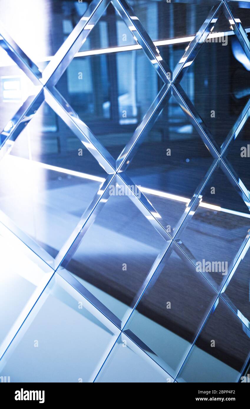 Glass, mirror reflection shapes and shadows. Close-up details. Abstract ...