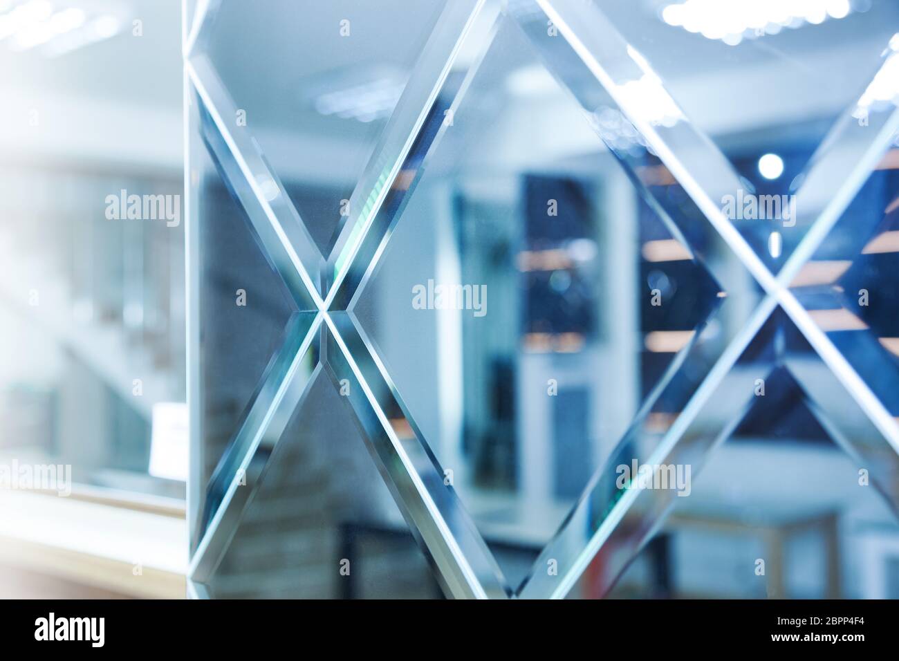 Glass, mirror reflection shapes and shadows. Close-up details. Abstract ...