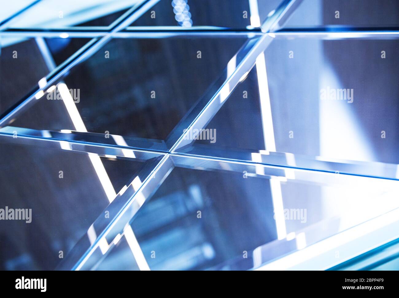 Glass, mirror reflection shapes and shadows. Close-up details. Abstract ...